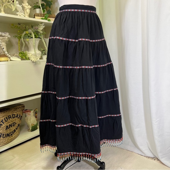 Collectif | Skirts | Collectif Bright Beautiful Black Tiered Maxi Skirt ...